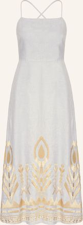 Greek Archaic Kori Strandkleid Feather Aus Leinen Mit Glitzergarn grau