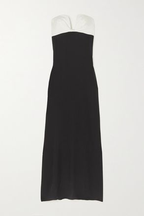 Roland Mouret Tr&auml;gerlose Robe Aus Zweifarbigem Seiden-cr&ecirc;pe Mit Stretch-anteil - Schwarz