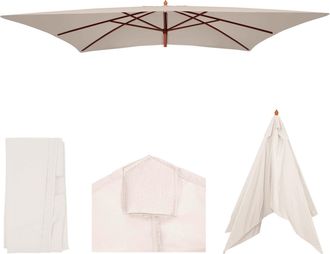 Mendler Ersatz-Bezug für Holz-Sonnenschirm Florida 2x3m, Sonnenschirmbezug Gartenschirmbezug - Creme