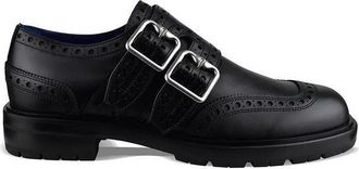 Burberry Loafer - Black Leather Oxford Brogue Loafers With Silver Bu - Gr. 40 (EU) - in Schwarz - f&uuml;r Damen