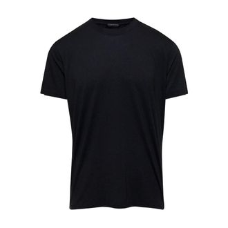 Tom Ford Homme, Tops, Noir, Taille: XL T-shirt col rond noir avec coutures ton sur ton