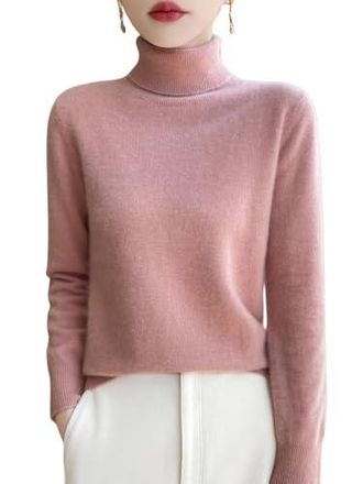 Generic Pull Femme Hiver Pull Col Roul&eacute; en Pure Laine M&eacute;rinos pour Femme L&eacute;ger &Agrave; Retrousser Manches Longues sans Coutures en Cachemire Tricot&eacute; Id&eacute;al pour LAut