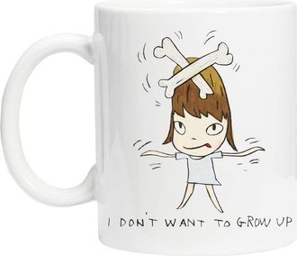 Generic Yoshitomo Nara I Dont Want To Grow Up Painting Wiederverwendbare Tasse aus weißem Glas für Tee und Kaffee Coffe Cup