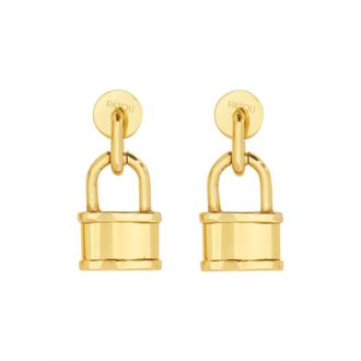 Patou Femme, Accessoires, Jaune, Taille: ONE Size Padlock Charm Drop Earrings