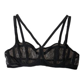 Dolce & Gabbana Schwarze florale Spitzen-Balconette-Unterw&auml;sche - - Underwear - Damen - Schwarzk - S