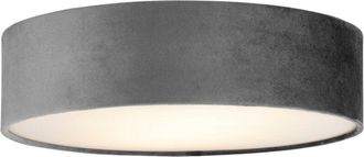 Searchlight Drum 2L Plafonnier structure m&eacute;tal abatjour velour gris et diffuseur opale E27 max 2x60w diam&egrave;tre 38cm