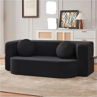 Generic Faltbares Kompressionssofa, multifunktionales Kompressionssofa, bietet Lordosenst&uuml;tze und reduziert Erm&uuml;dung, waschbarer Bezug, for Wohnzimmer(Noir,18