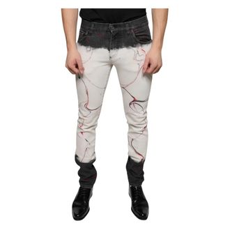 Dolce & Gabbana Schwarze und wei&szlig;e Tie-Dye Skinny Denim Jeans - - Jeans - Herren - Mehrfarbig - M