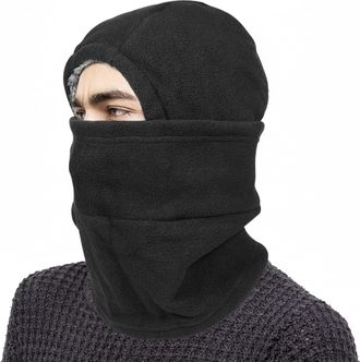 BESPORTBLE Sturmhaube Gesichtsmaske Winter Warme Kopfbedeckung Pl&uuml;sch Samtkappe Schnee Skifahren Radfahren Vollmaske f&uuml;r Erwachsene M&auml;nner Frauen, Schwarz