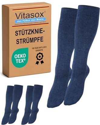 Vitasox 44457 Chaussettes de contention, chaussettes de voyage en coton, unisexe chaussettes de compression 2 paires bleu jeans 43/46