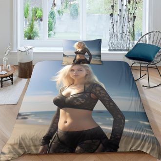 Generic Bettw&auml;sche 135x200 Sexy Frau Weiche Kuschelig Mikrofaser Erwachsene Bettw&auml;sche-Sets 3D Bettbezug mit Rei&szlig;verschluss + 2 Kissenbez&uuml;ge 80 x 80 cm c-1367