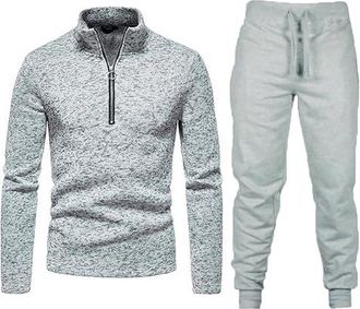 Generic Surv&ecirc;tement pour homme - Couleur unie - Col haut - Demi-fermeture &eacute;clair - Couche de base - Ensemble ample et d&eacute;contract&eacute; - Pour le sport, le jogging,