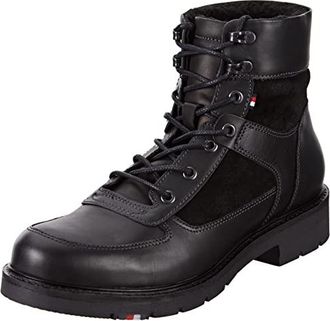 Tommy Hilfiger RWB Hilfiger Bottes Chaudes en Dentelle pour Homme, Noir, 45 EU