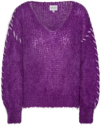 Americandreams Americandreams, Femme, Pulls, Violet, Taille: 38 FR Milana LS Mohair Knit Stitching