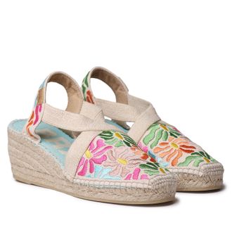 Toni Pons Montjou Espadrilles mit Keilabsatz für Damen, mit mehrfarbigen Stickereien, Mosaik, 41 EU