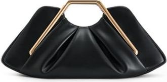 Generic Sac à main formel et habillé en cuir synthétique pour femme, élégant design plissé avec poignée sur le dessus, sac chic et doux en forme de croissant 