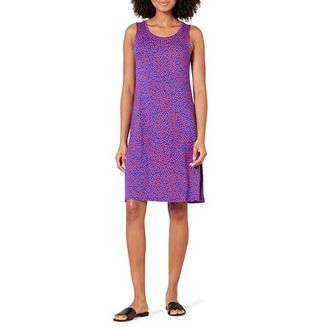 Amazon Essentials Robe débardeur cintrée (Disponible en Grande Taille) Femme, Bleu Marine Rouge Points, XL