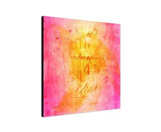 Paul Sinus Art Abstraktes Bild auf Leinwand rosa pink gelb rot Abstrakt122- dekorativer Einteiler Wandbild 60x60cm schlichtstilvoll zeitlose Wohraumdeko TOP Kunstdru