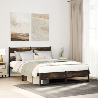 vidaXL Cadre de lit en m&eacute;tal sans matelas ch&ecirc;ne fum&eacute; 140x190 cm Vidaxl
