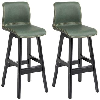 Generic Gr&uuml;ner Barhocker Aus Massivholz - 2-Teiliger K&uuml;chenstuhl mit Pu-Kissen Und Fu&szlig;st&uuml;tze, 72 cm H&ouml;he f&uuml;r Die K&uuml;cheninsel