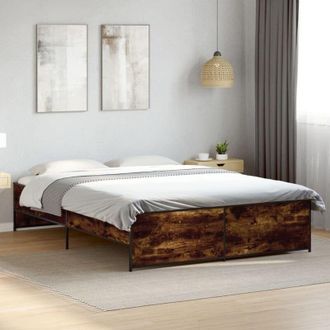 vidaXL Bettgestell R&auml;uchereiche 140x200 cm Holzwerkstoff und Metall Vidaxl