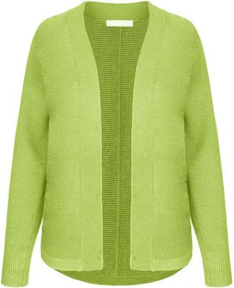 bianca Strickjacke OTIS in quer gestricktem Feinpatent, mit langem V-Neck