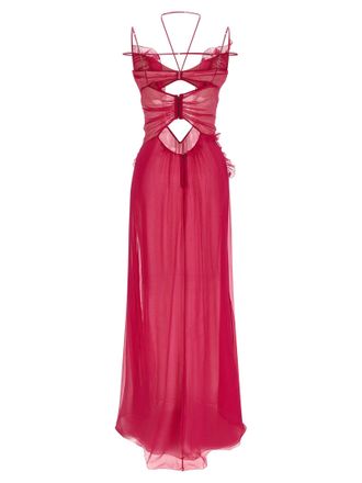 Nensi Dojaka Womens Fuchsia Silk Long Dress