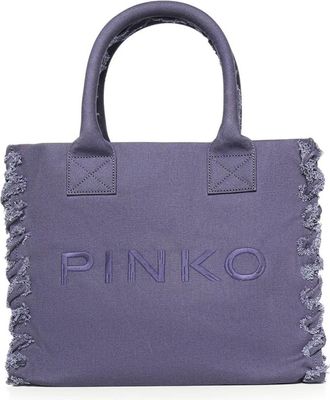 Pinko Pinko, Femme, Sacs, Violet, Taille: ONE Size Frayed Lettering Medium Tote Bag