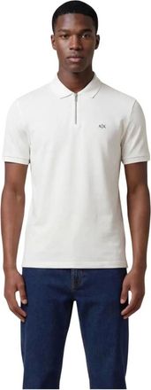 A|X Armani Exchange Homme, Tops, Blanc, Taille: XL Polo &agrave; Manches Courtes avec Fermeture &Eacute;clair