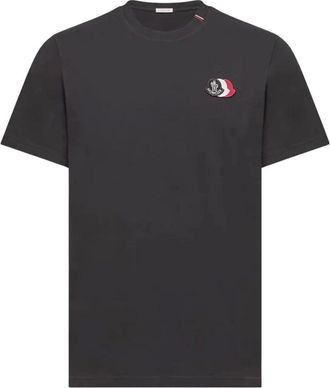 Moncler Homme, Tops, Bleu, Taille: S T-shirt &agrave; manches courtes avec logo