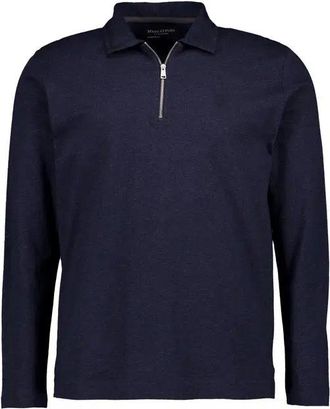 Marc O'Polo Herren Zip-Polo blau Baumwolle