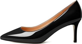 EDEFS Escarpins Slip-on Femme &agrave; Talon Cubite 6cm Bout Pointu Cuir Verni &Eacute;l&eacute;gants pour Mari&eacute;es/Bureau/Soir&eacute;es Fleur Bleue EU35