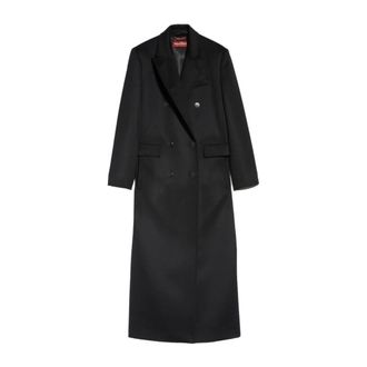 Max Mara Femme, Manteaux, Noir, Taille: 34 FR Manteau long &agrave; double boutonnage en laine