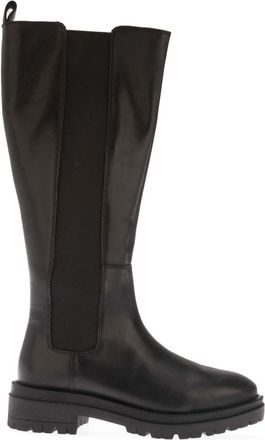 Dune London Kniehohe Stiefel f&uuml;r Damen, Leder, Stretch-Panel (Schwarz)