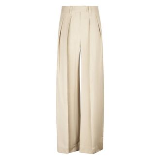 Brunello Cucinelli Femme, Pantalons, Brun, Taille: 36 FR Pleated Pantalons