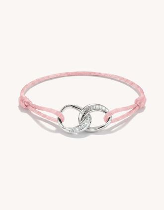 Thomas Sabo bracelet textile rose avec zirconias blanches en argent, blanc, rose-Argent&eacute;