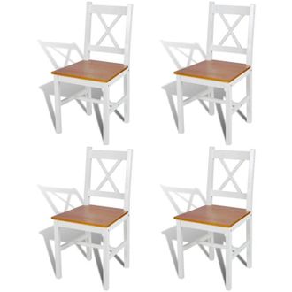 vidaXL Vidaxl - Chaises &agrave; manger lot de 4 blanc bois de pin
