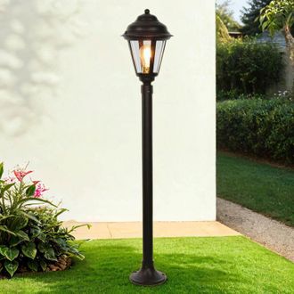 Licht-Erlebnisse Au&szlig;enleuchte Rustikal aus Messing rostfrei massiv 100 cm f&uuml;r E27 IP43 Stehlampe Garten Wegeleuchte au&szlig;en