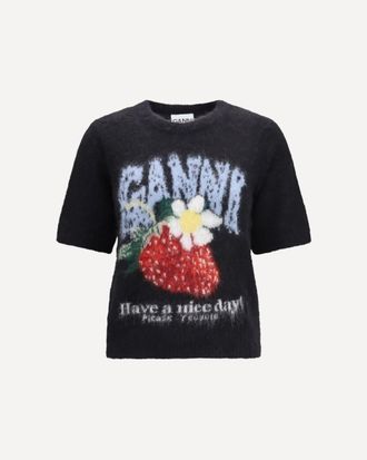 Ganni Alpaca and wool-blend T-shirt Female XS