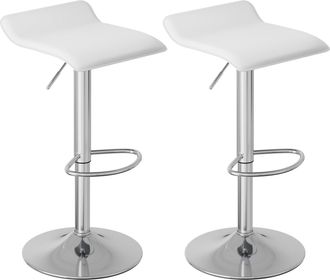 Woltu Barhocker 2er Set, H&ouml;henverstellbarer Barstuhl, 360&deg; drehbarer Bistrohocker mit Fu&szlig;st&uuml;tze, aus Kunstleder Metall, f&uuml;r Bar K&uuml;che Theke Caf&eacute;, Wei&szlig;+Silbe