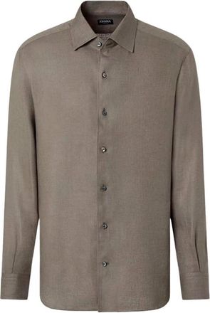 Ermenegildo Zegna Homme, Chemises, Brun, Taille: M Chemise en lin pur