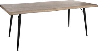 Duo Collection Esstisch Tailin | Mit Baumkante, Massives Metallgestell, Wildeiche-Nachbildung (200x100cm)