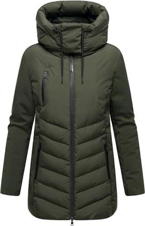 Marikoo Tivaa XVI XVI XS-3XL Veste dhiver chaude pour femme avec capuche r&eacute;glable et poche de poitrine, Vert olive fonc&eacute;, M