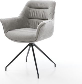 DELIFE Esszimmerstuhl Kaira-Flex Strukturstoff Soft Grau Kreuzgestell konisch Schwarz, Esszimmerst&uuml;hle