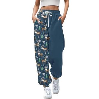 Generic Pantalon de surv&ecirc;tement chaud doubl&eacute; en polaire pour femme avec cordon de serrage &agrave; la taille - Coupe ample - V&ecirc;tement d&eacute;contract&eacute; pour la maison, lin