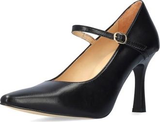 Andres Machado Escarpins Femme en Vernis avec Talon Fin - Modèle Carmela - Bout Pointu et Bride sur Le Cou-de-Pied - Fabriqué en Espagne - Negro EU 44