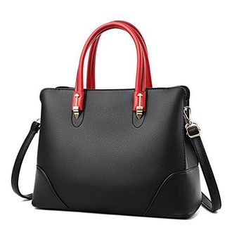Generic Sacs &agrave; main et sacs &agrave; main pour femme tendance en cuir avec poign&eacute;e sur le dessus - Grand sac &agrave; bandouli&egrave;re, Noir, Large