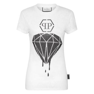 Philipp Plein Femme, Tops, Blanc, Taille: 40 FR T-Shirt Col Rond