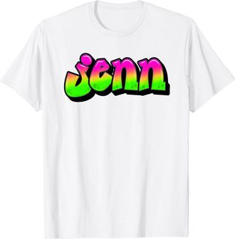 BDAZ Jenn Graffiti Personalisierter Name Gr&uuml;n Rosa Frauen M&auml;dchen T-Shirt