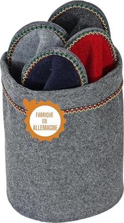 Pantoffelmann Ensemble de pantoufles pour invit&eacute;s avec semelle en feutre I 4 paires I Chaussures pour invit&eacute;s unisexes en gris I Pantoufles pliables en feutre pour 